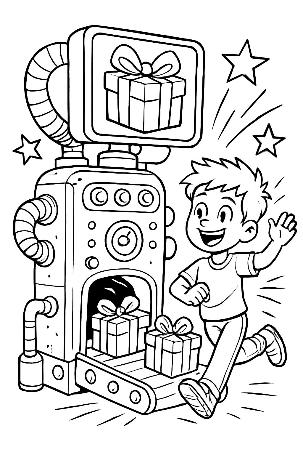 'Wishing machine that gives out gifts' Coloring Page | bubbely