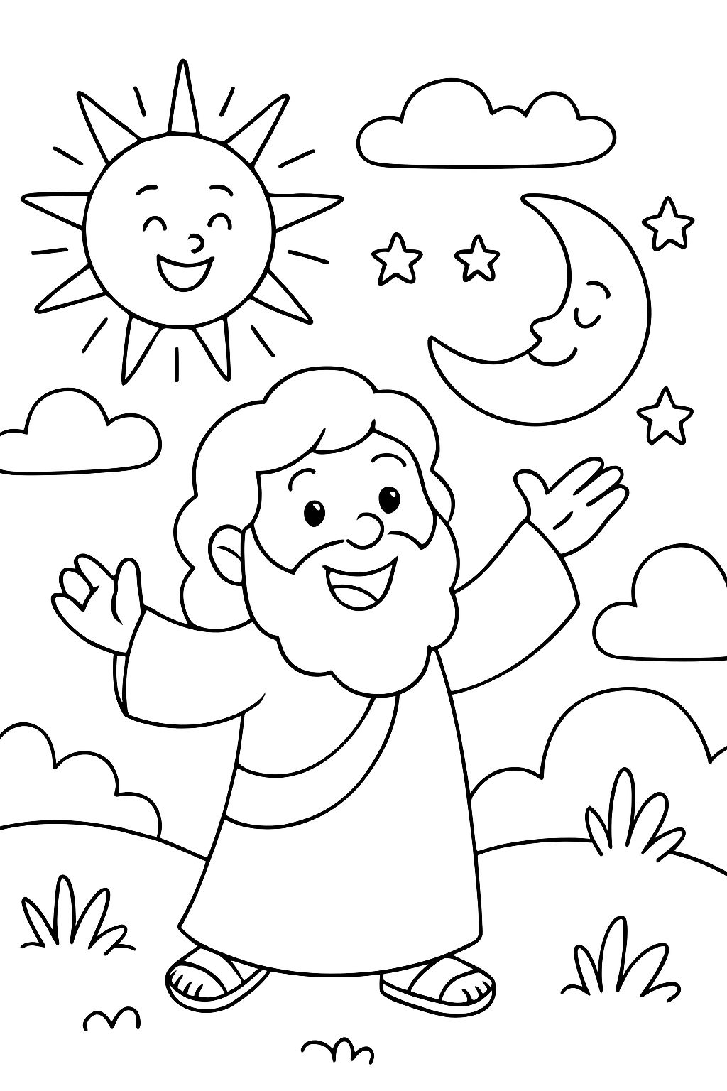 'God created light and darkness' Coloring Page | bubbely