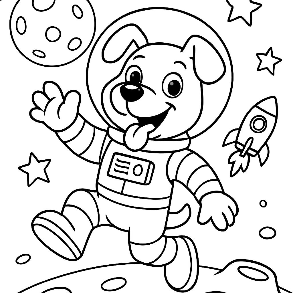 'a dog as an astronaut' Coloring Page | bubbely