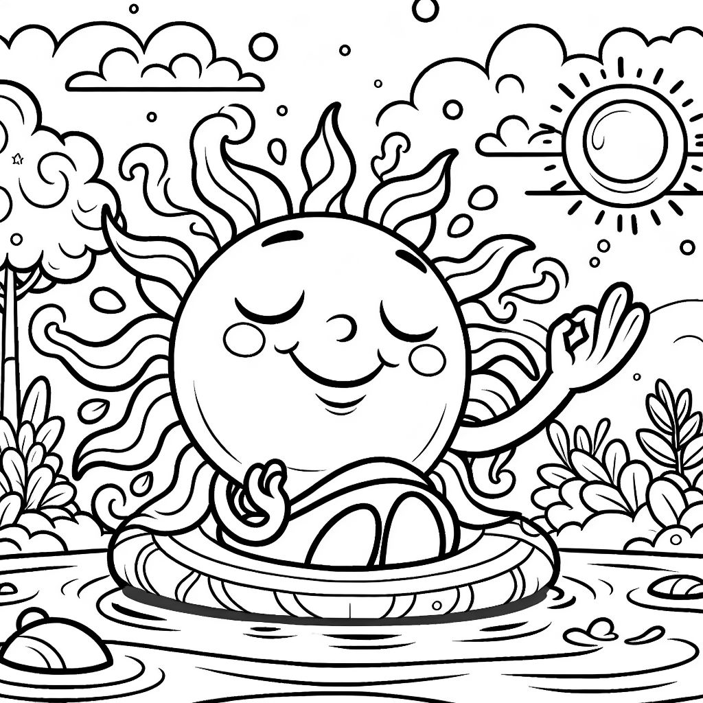 'a happy, peaceful sun' Coloring Page | bubbely