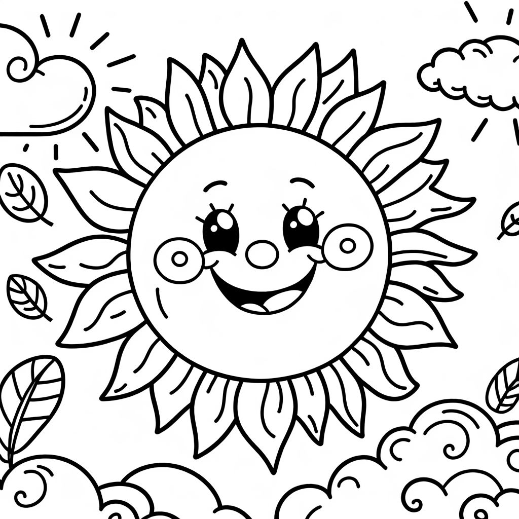 'a smiling sun' Coloring Page | bubbely
