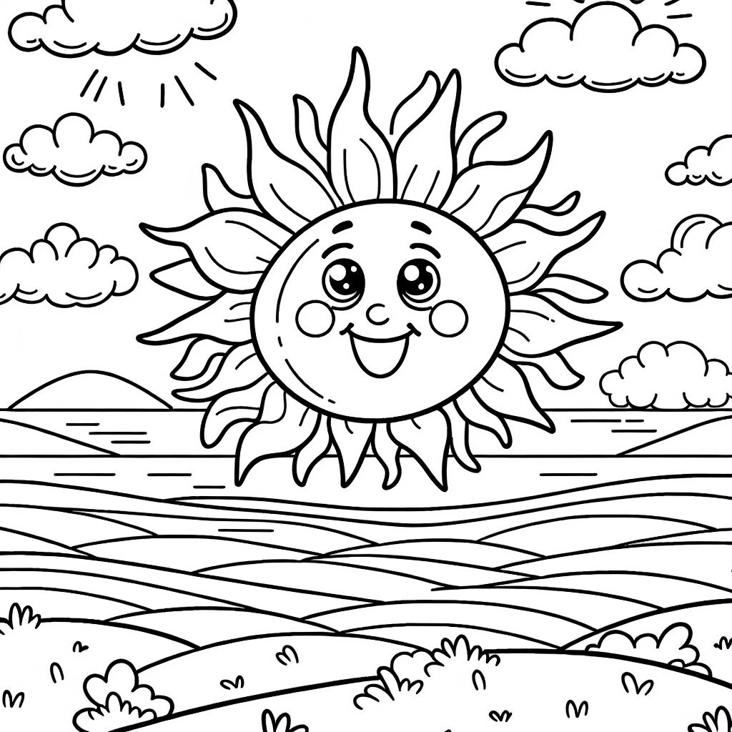 'a smiling sun' Coloring Page | bubbely