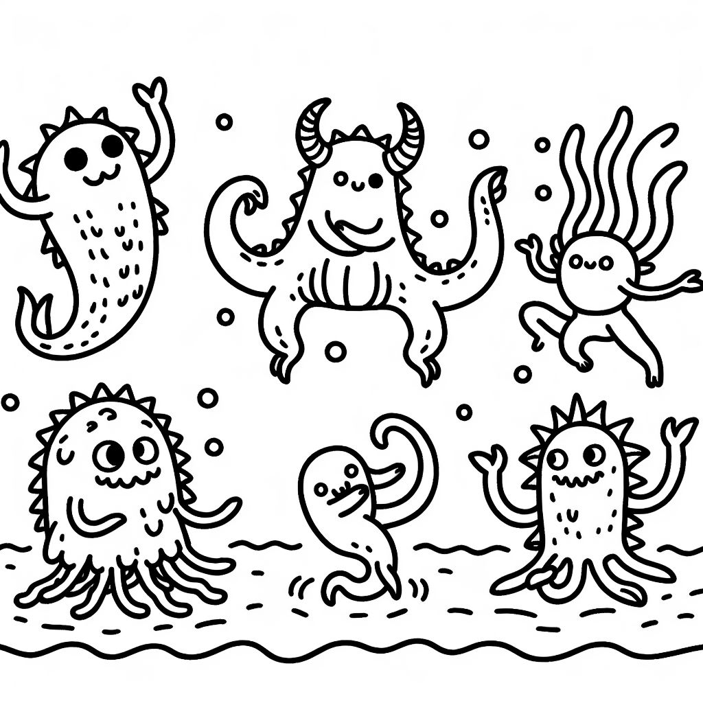 'Sea Monsters' Coloring Pages | bubbely