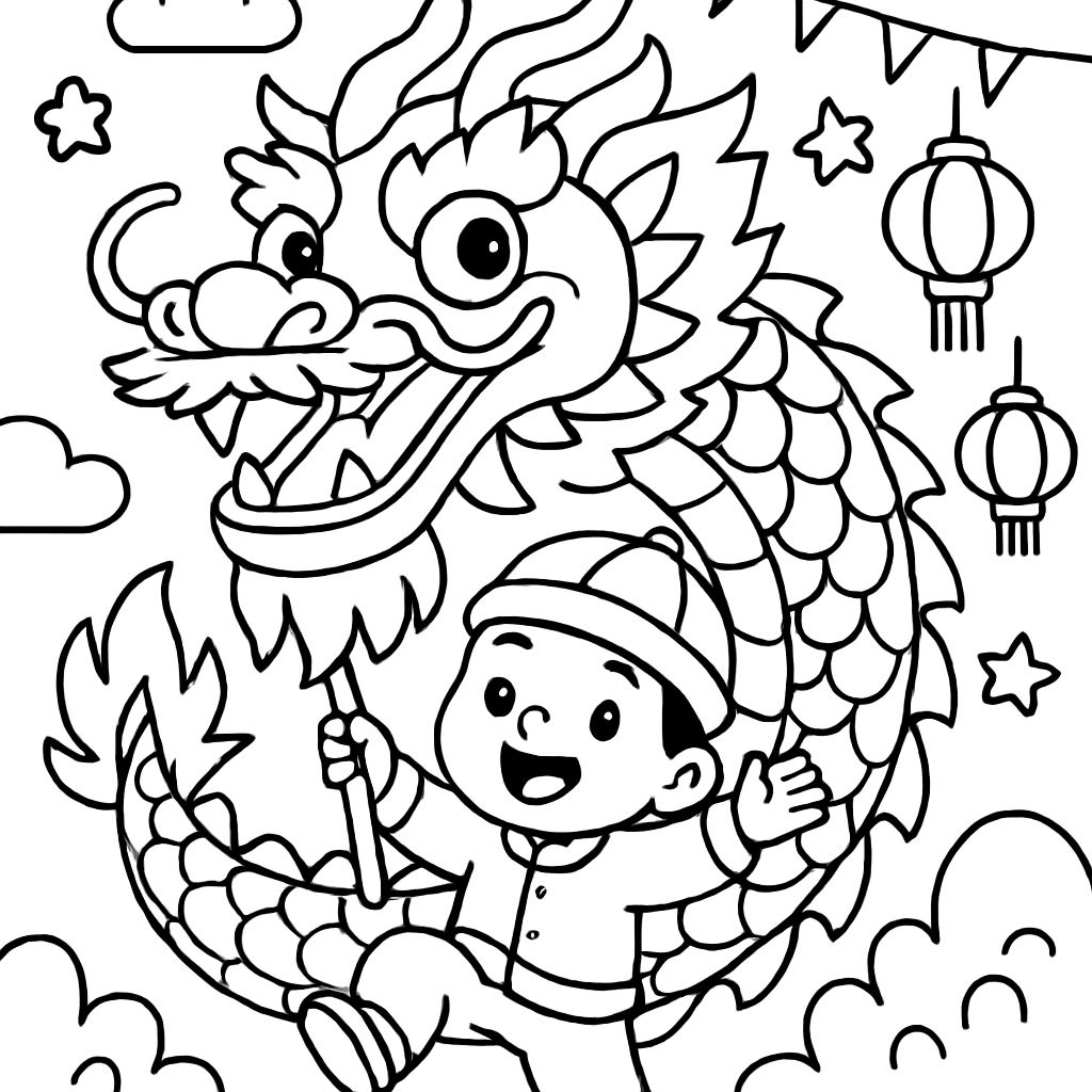 Chinese New Year Dragon Coloring Sheet [2025]