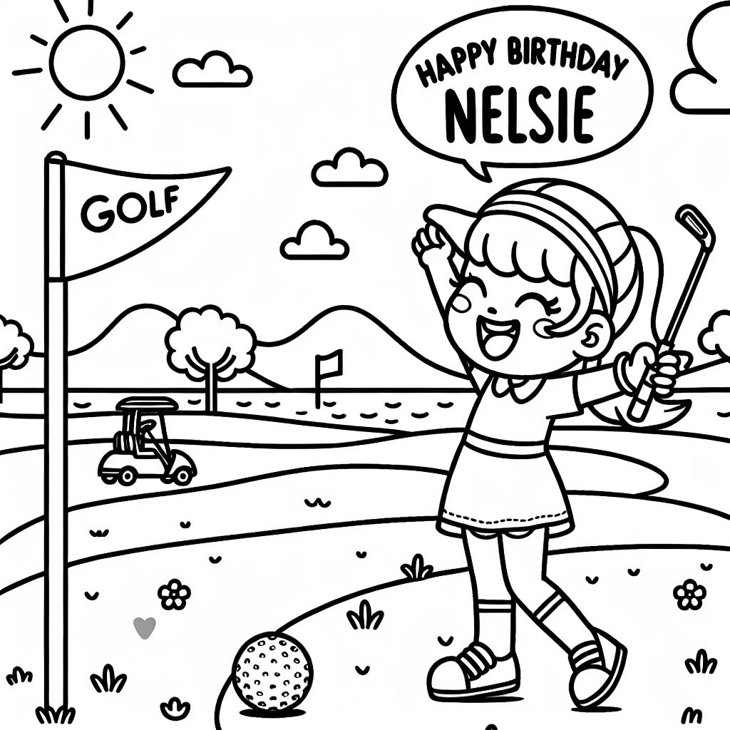 'girls golf theme Picture says-Happy birthday Nelsie' Coloring Page ...