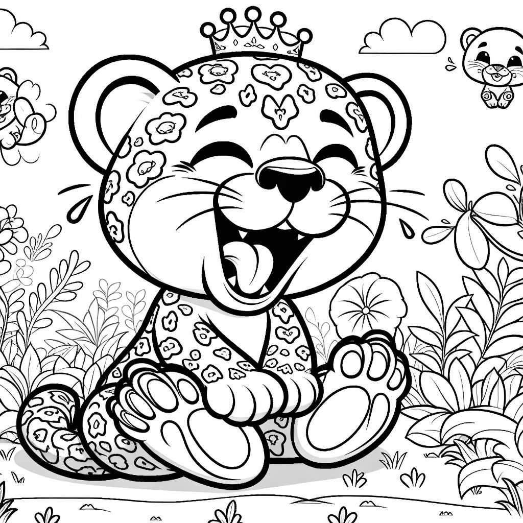 'Lachender spielender Jaguar' Coloring Page | bubbely