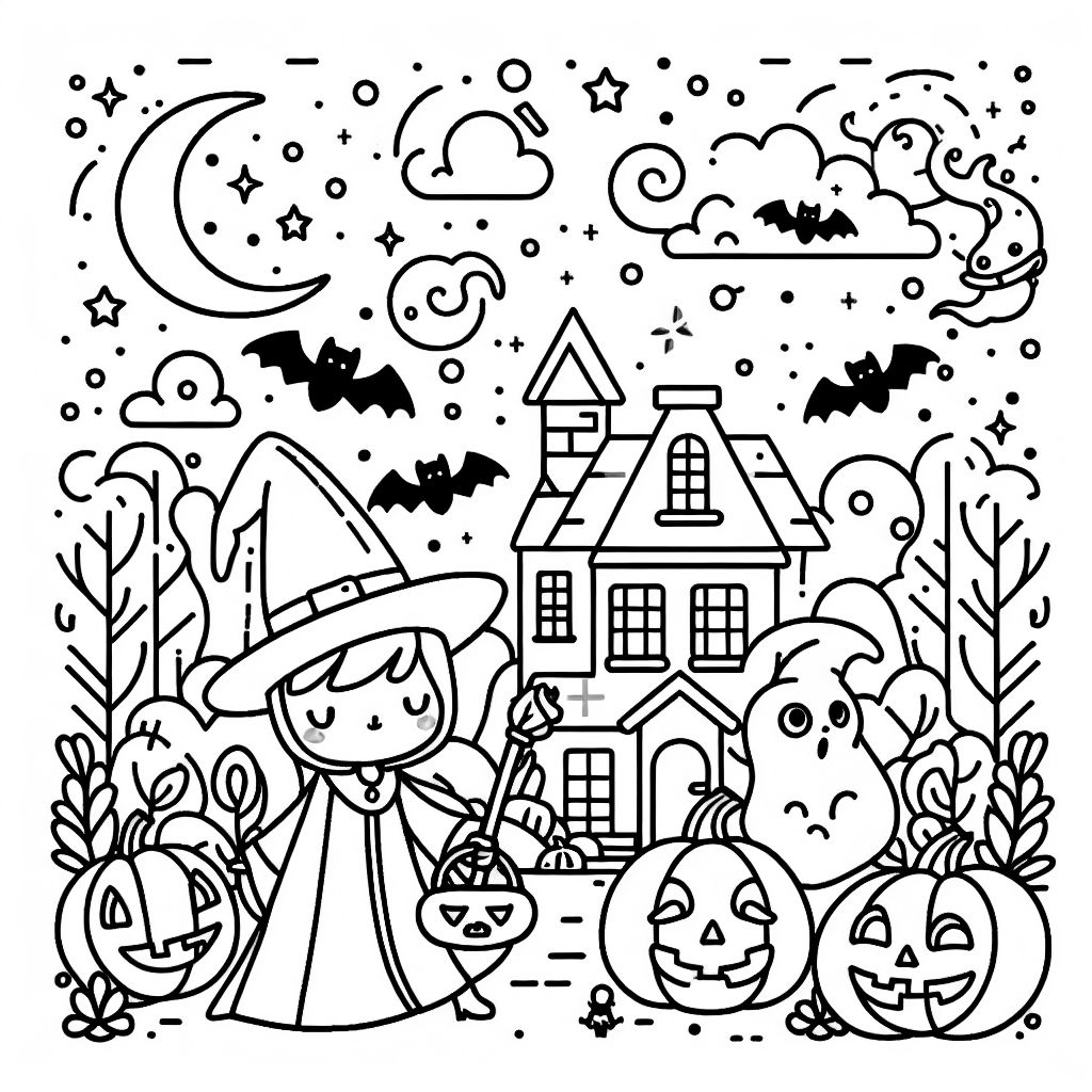 'ein fantasybild für halloween' Coloring Page | bubbely
