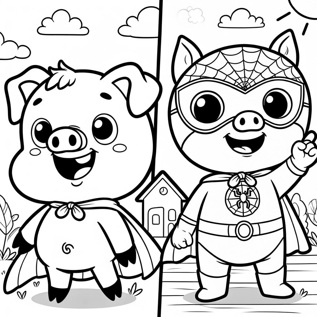'Peppa pig and spider man' Coloring Page | bubbely