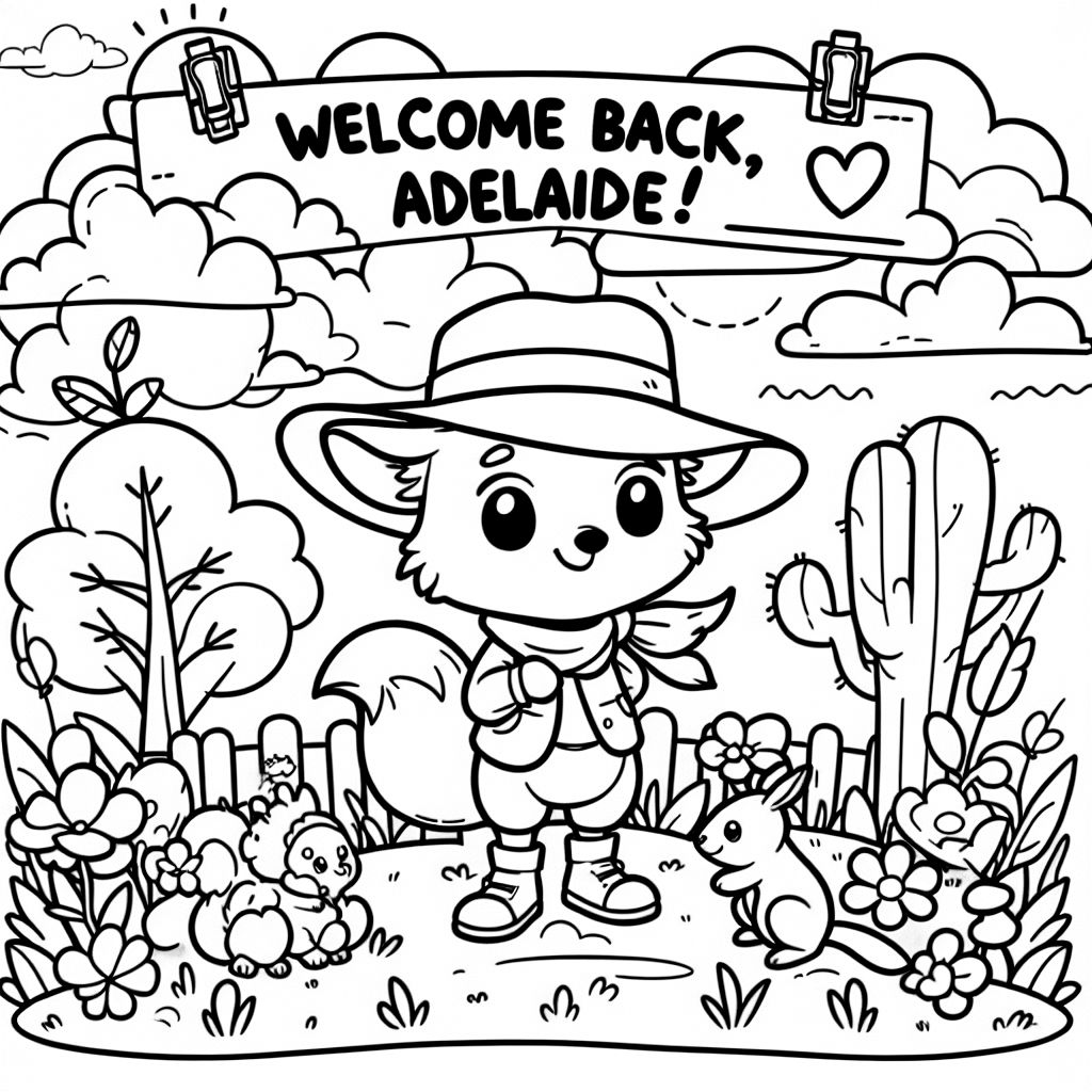 'Welcome Back, Adelaide!' Coloring Page | bubbely