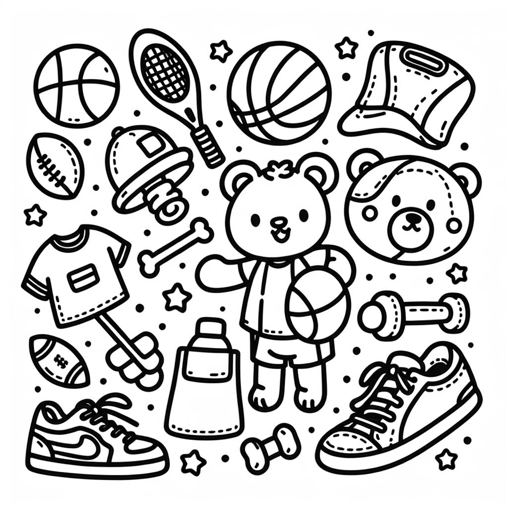 'sports equipment' Coloring Page | bubbely