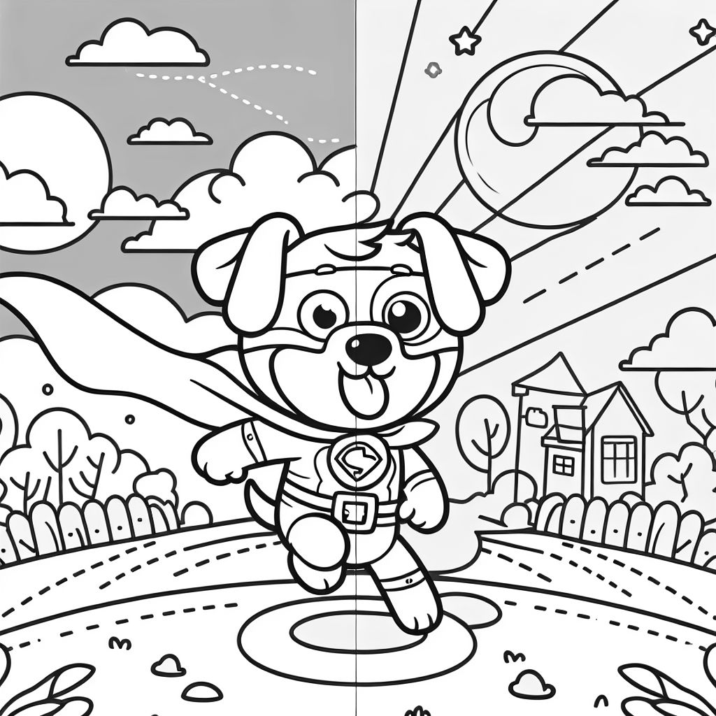 'Superhero dog' Coloring Page | bubbely