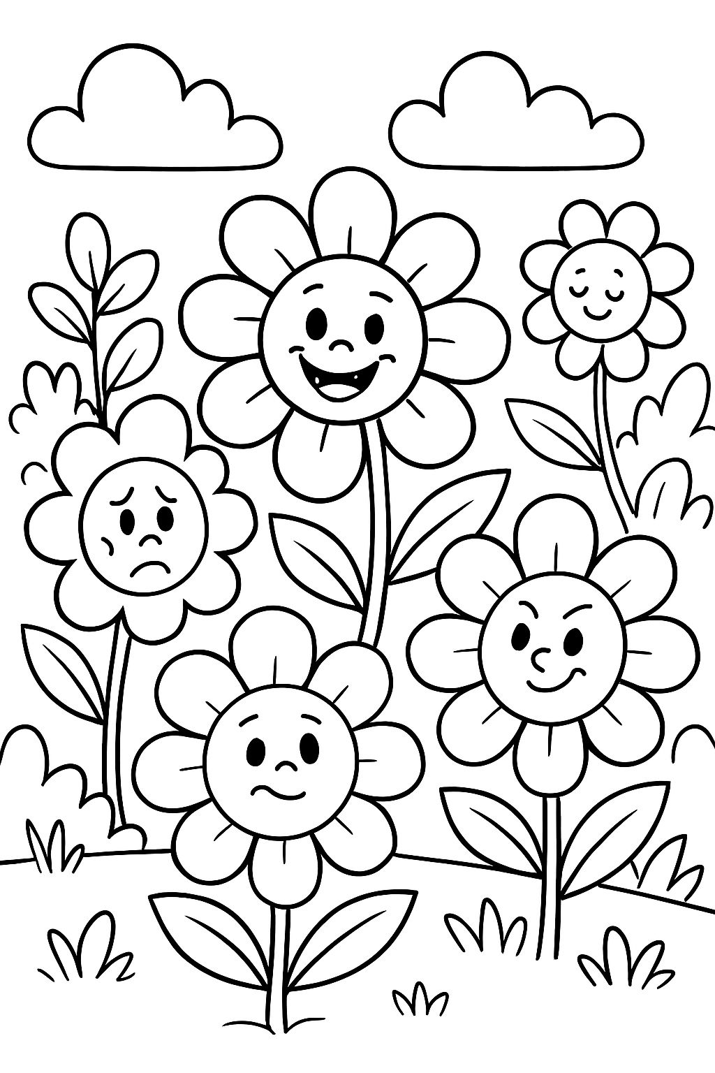 'Feelings Garden: Flowers with faces showing different emotions (happy ...