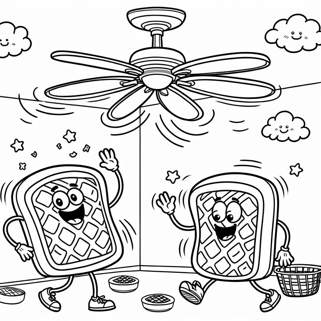 'waffles and ceiling fans ' Coloring Page | bubbely