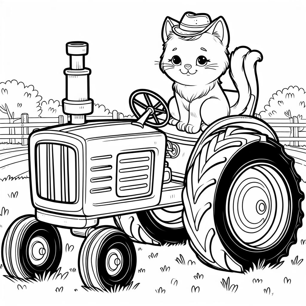 Cat Tractor Coloring Pages [2025]