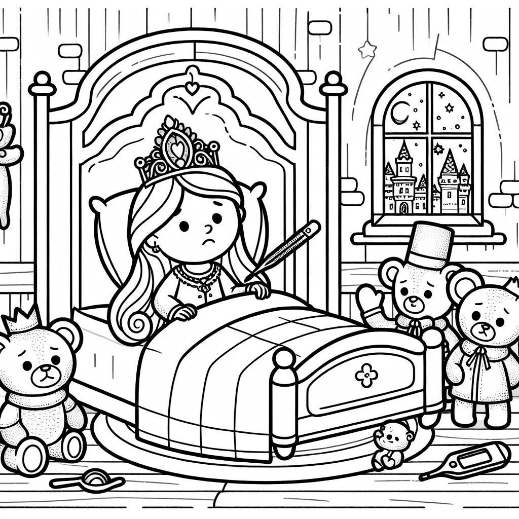 'a princess that is sick' Coloring Page | bubbely